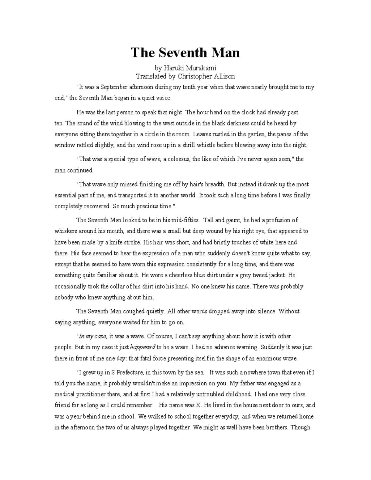 36987495 Haruki Murakami The Seventh Man - The Seventh Man by Haruki ...