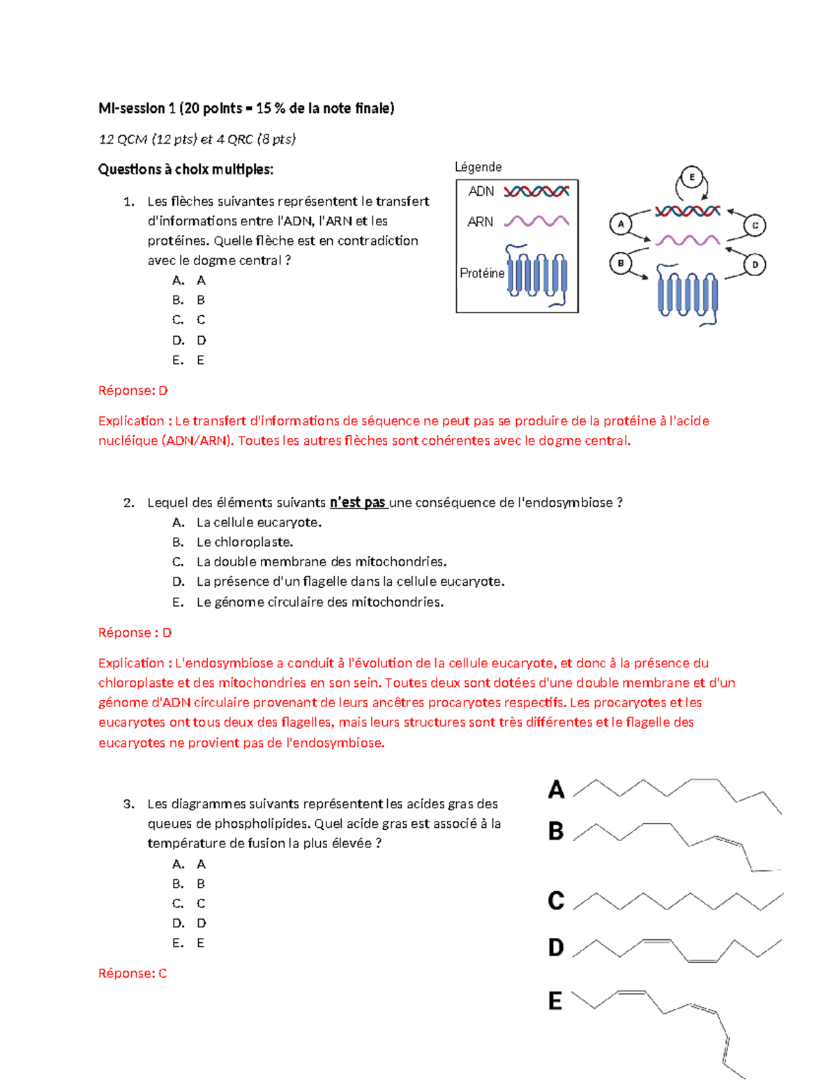 Pratique Mi-session 1 Bio 1540 2022 - Mi-session 1 (20 points = 15 % de ...