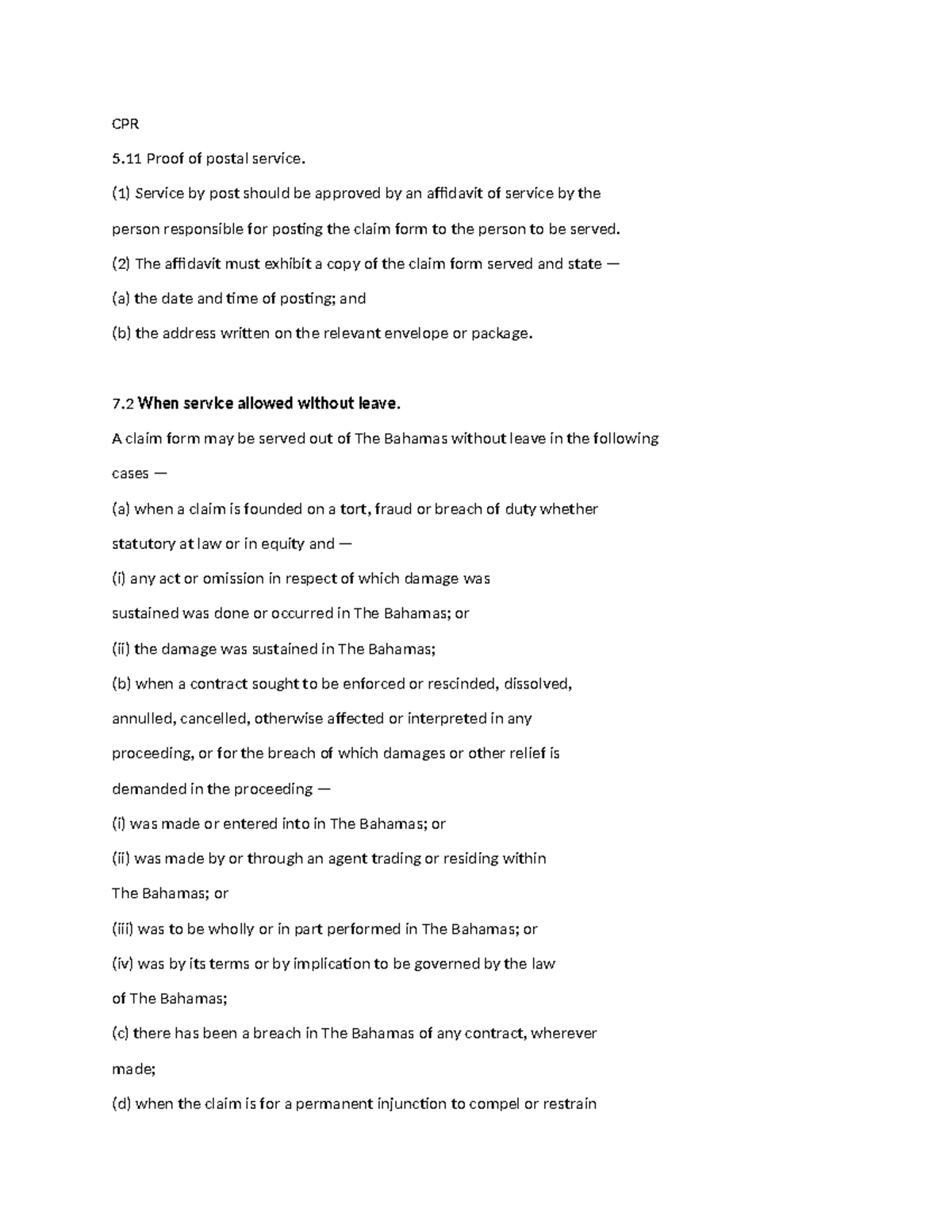CPR 2022 - Guidelines for Serving Claim Forms and Related Rules - Studocu