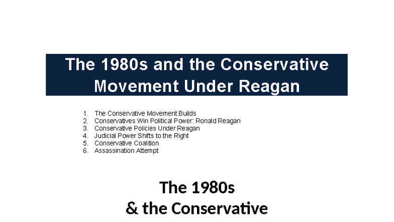 Reaganomics and the Conservative Movement in the 1980s: A Comprehensive ...