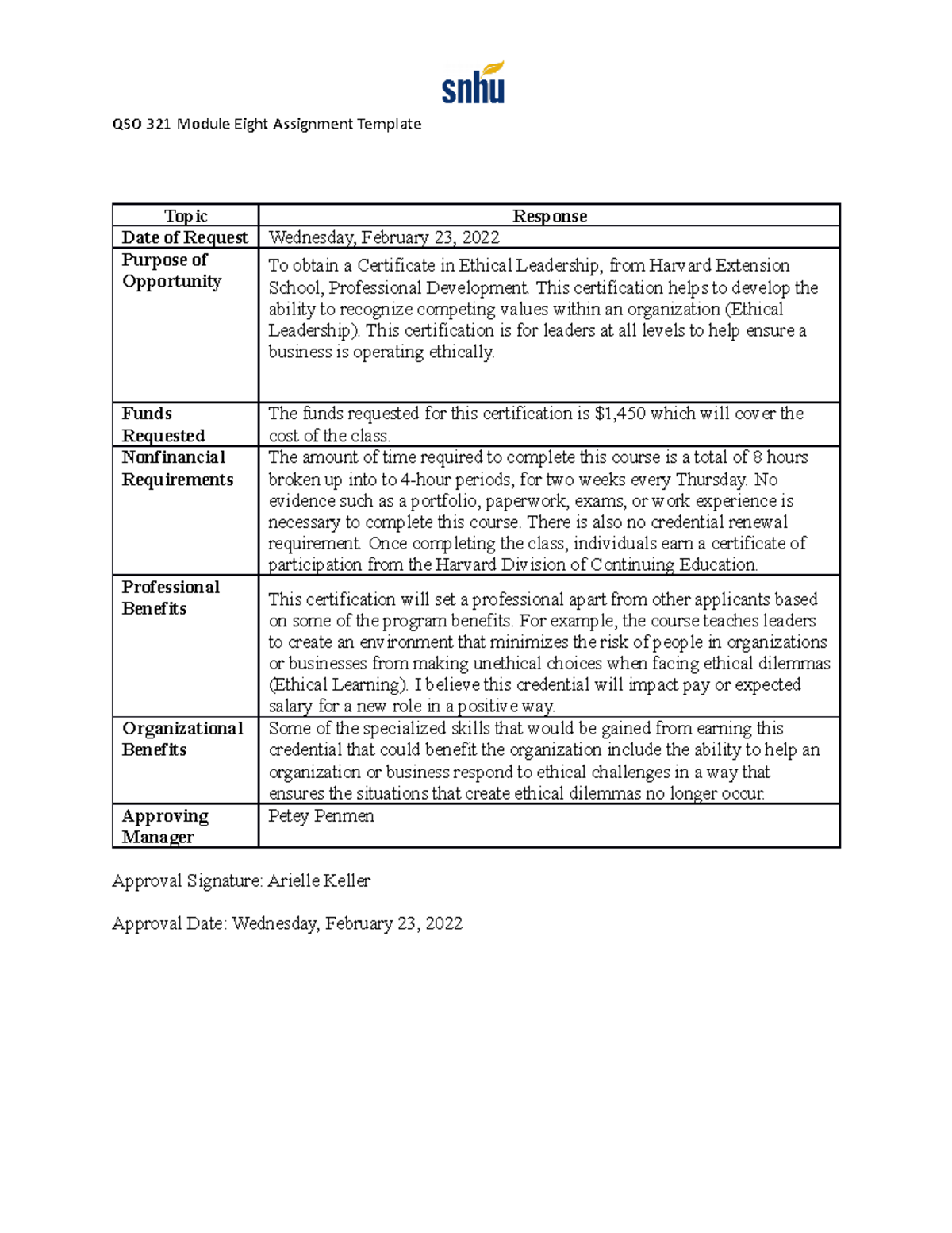 QSO 321 Module 8 Ethical Leadership Certification Proposal - Studocu