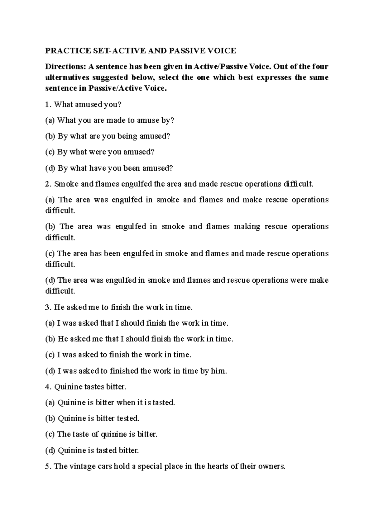 Active and Passive Voice Practice Questions (ENG101) - Studocu