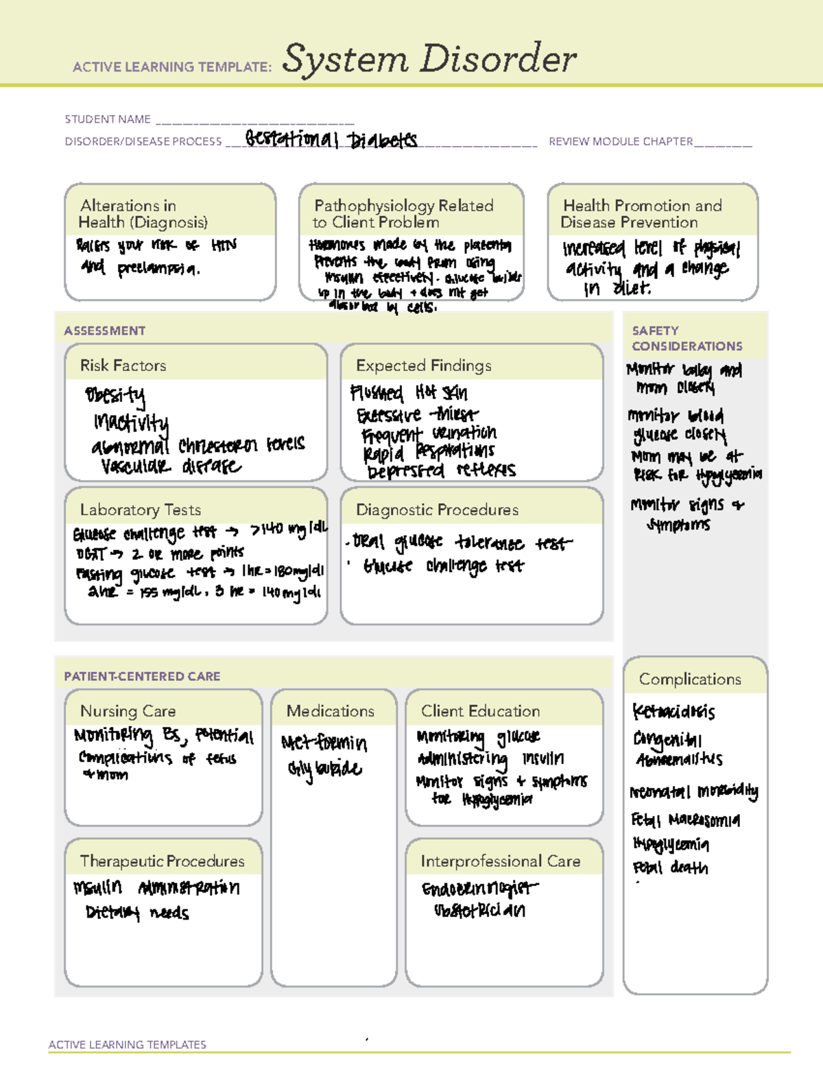 ES 620: System Disorder - Active Learning Template for Nursing - Studocu