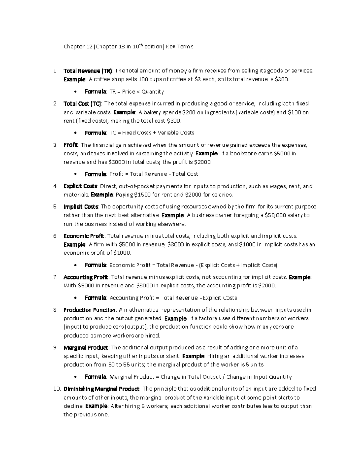 Chapter 12 Key Terms Summary Study Guide for Mankiw's Macroeconomics ...