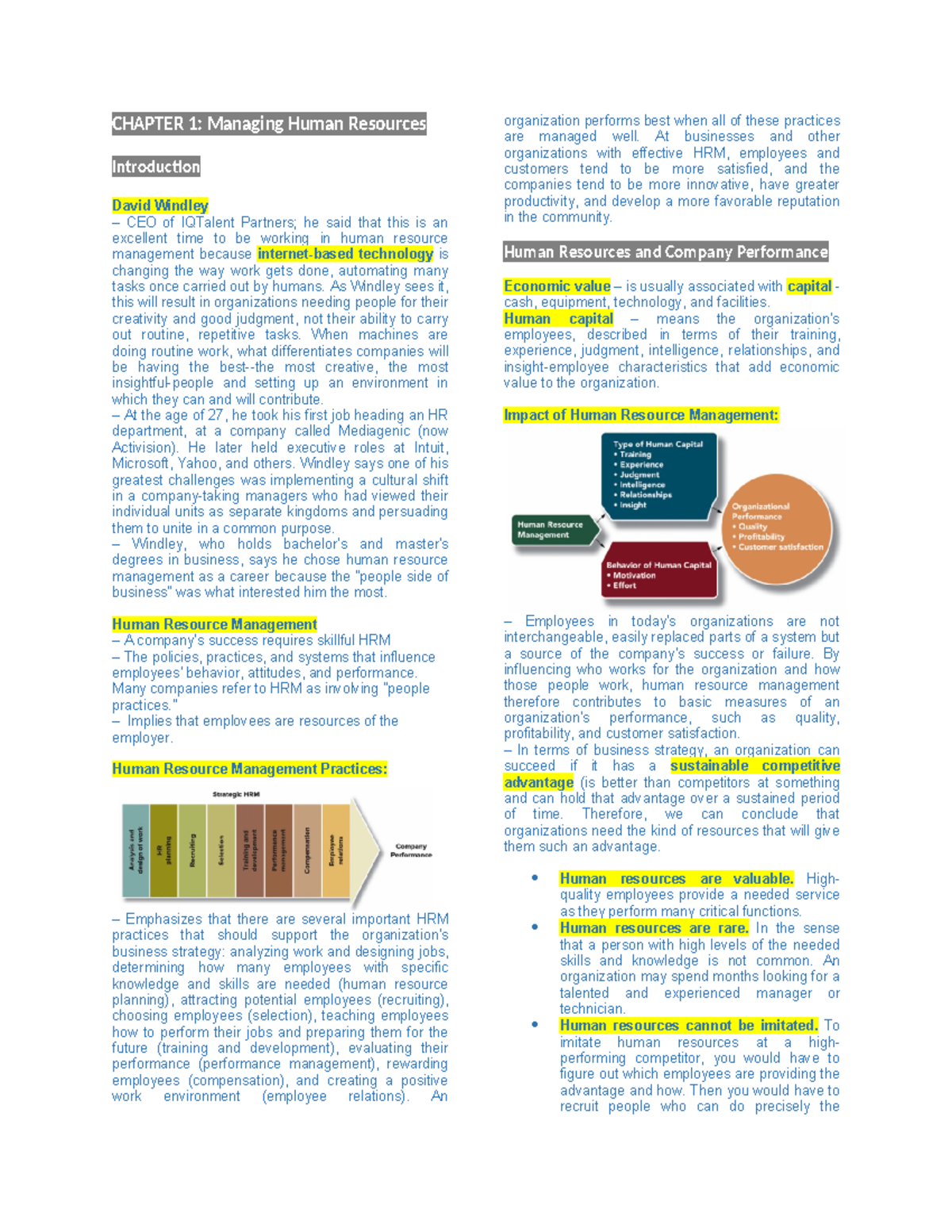 CHAPTER 1: Managing Human Resources - Insights and Practices - Studocu