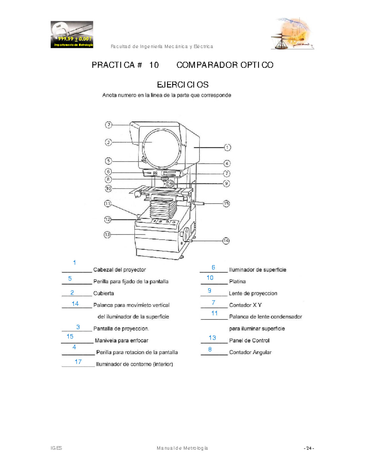 Practica 10 Comparador Optico - IGES Manual de Metrología - 24 ...