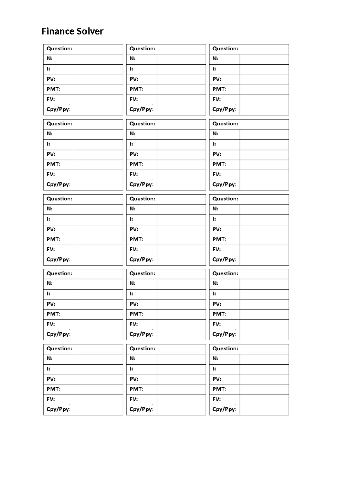 Finance Solver Proforma Sheet: Key Questions & Formulas - Studocu