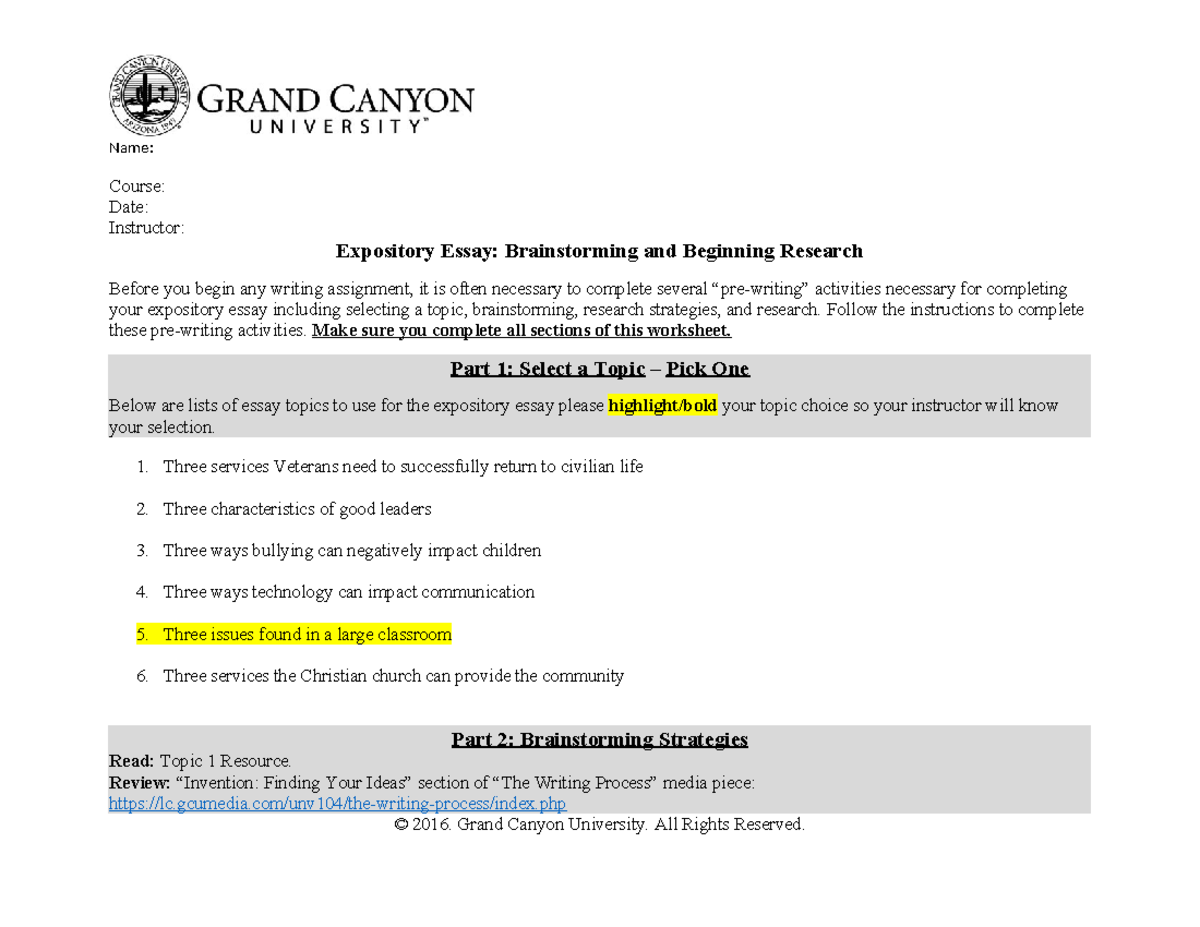UNV-104-RS-T1-Brainstorming and Beginning Research Worksheet - Name ...