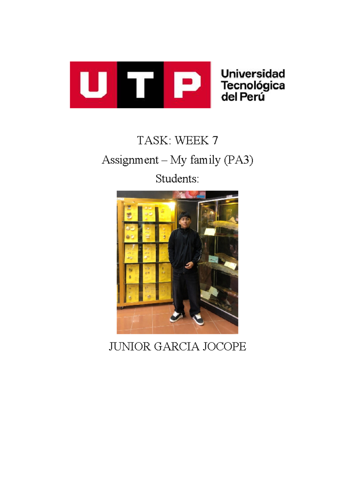 W7 English Assignment: My Family (PA3) by Junior Garcia Jocope - Studocu