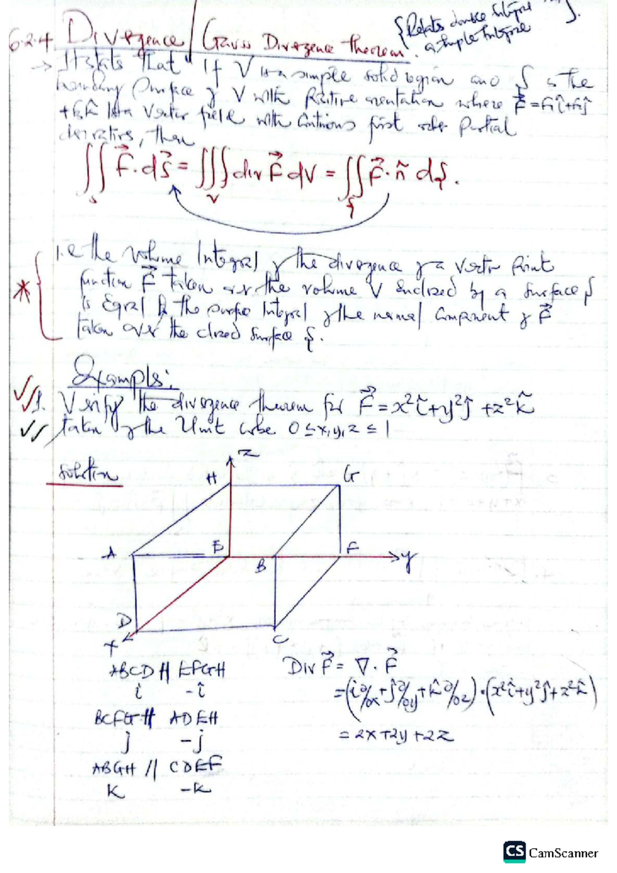 6.2.4 Divergence Theorem: Surface Integrals and Applications - Studocu