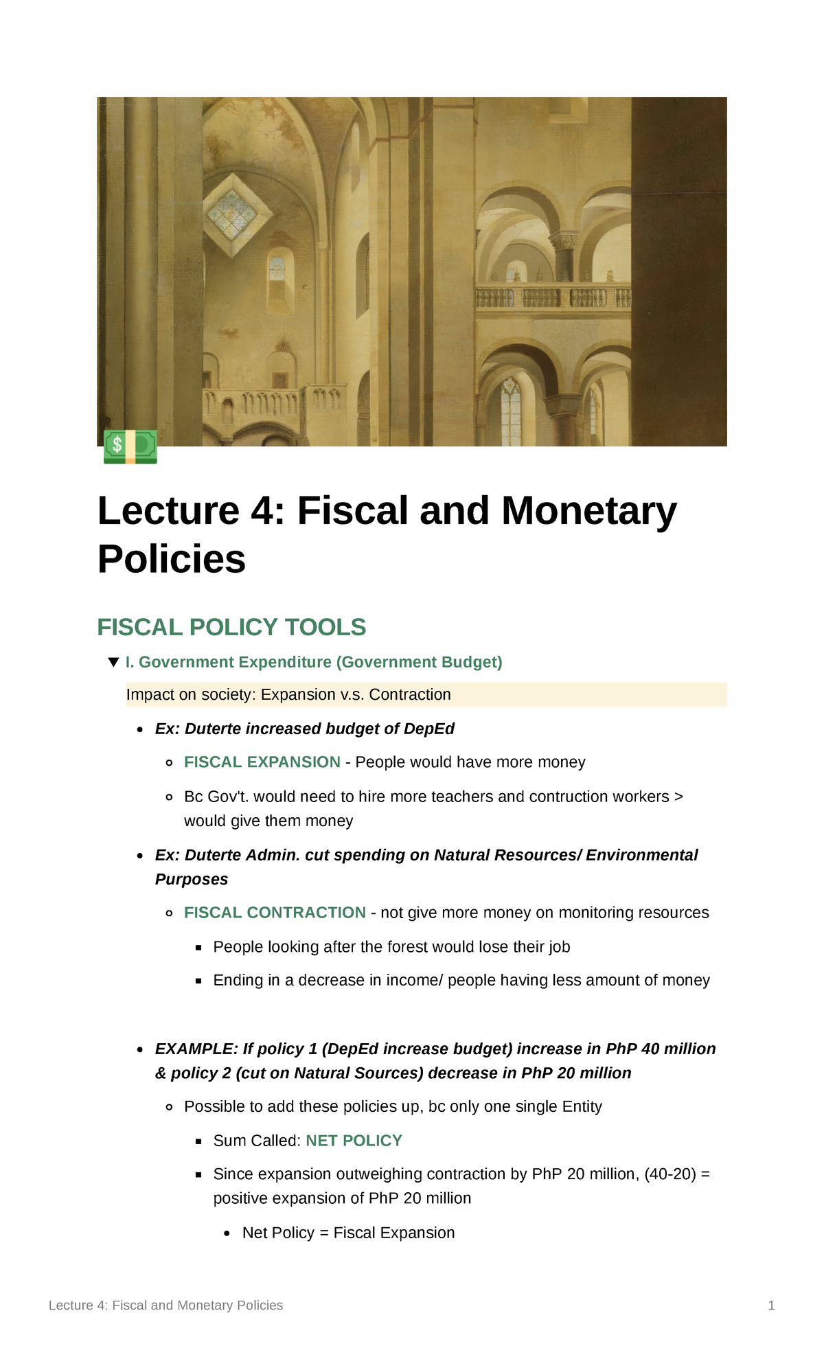 Lecture 4 Fiscal and Monetary Policies - £ Lecture 4: Fiscal and ...