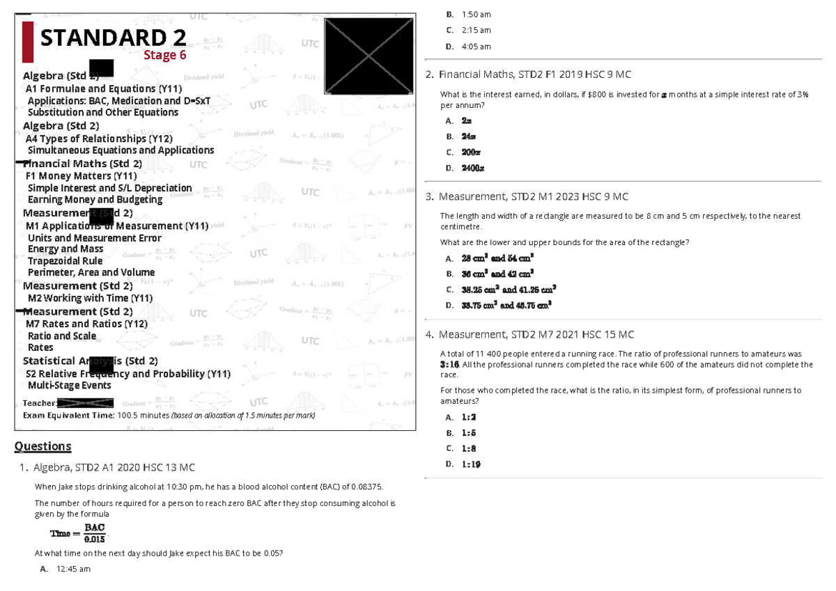 Math S2 Algebra & Measurement: Comprehensive Study Guide - Studocu