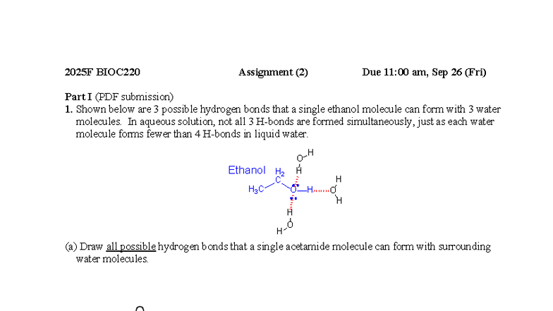 2025F BIOC220 Assignment 2: Hydrogen Bonds & Acid-Base Concepts - Studocu