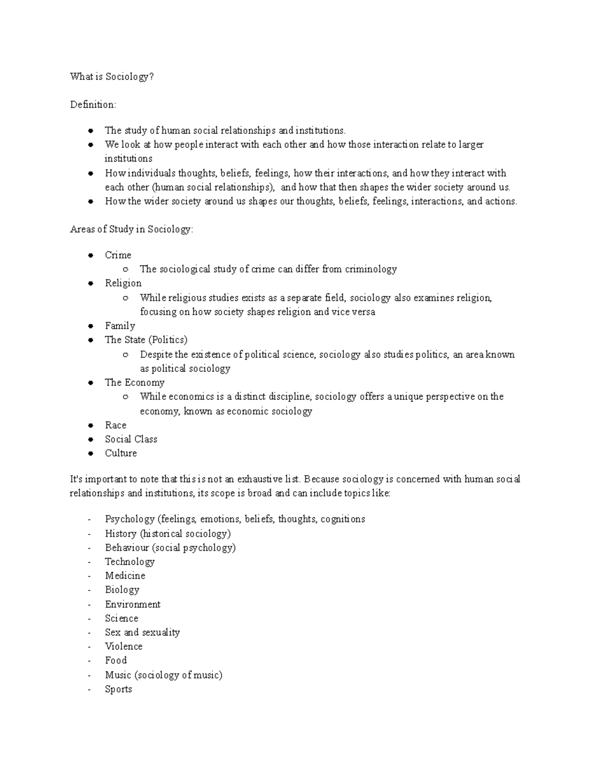 Sociology 101: Comprehensive Lecture Notes on Human Social ...