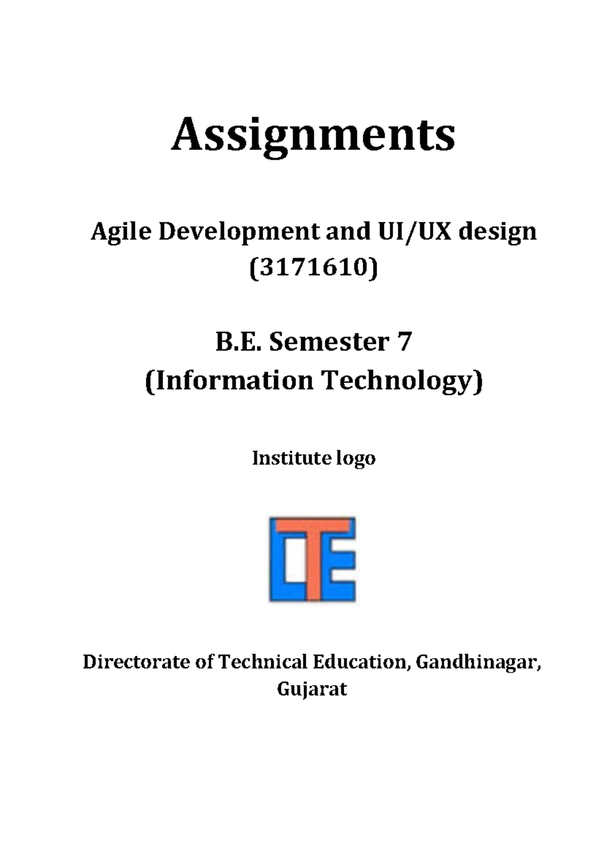 3171610 B.E. Sem 7 Agile Development Assignments - Studocu