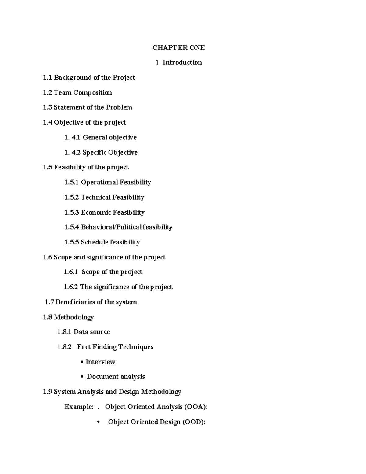 Software project Documentation format - CHAPTER ONE 1. Introduction 1 ...