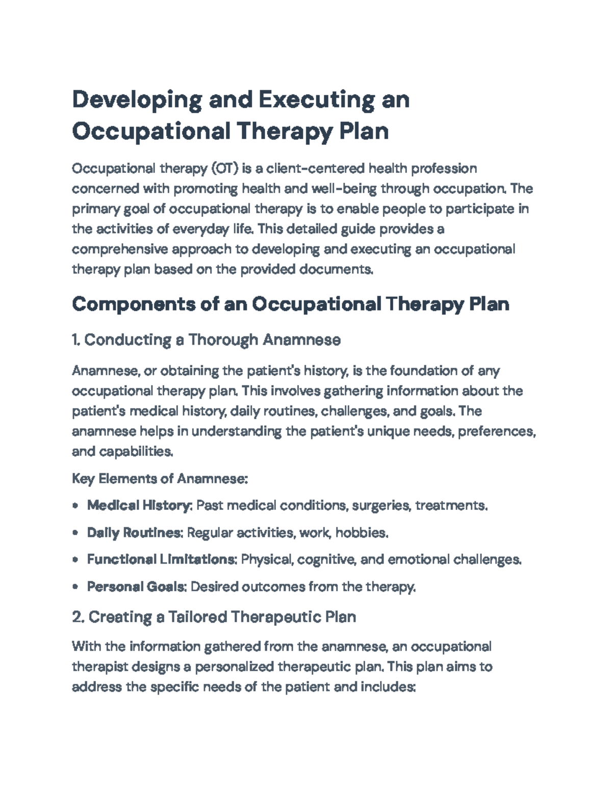 Developing and Executing an OT Plan: A Comprehensive Guide - Developing ...