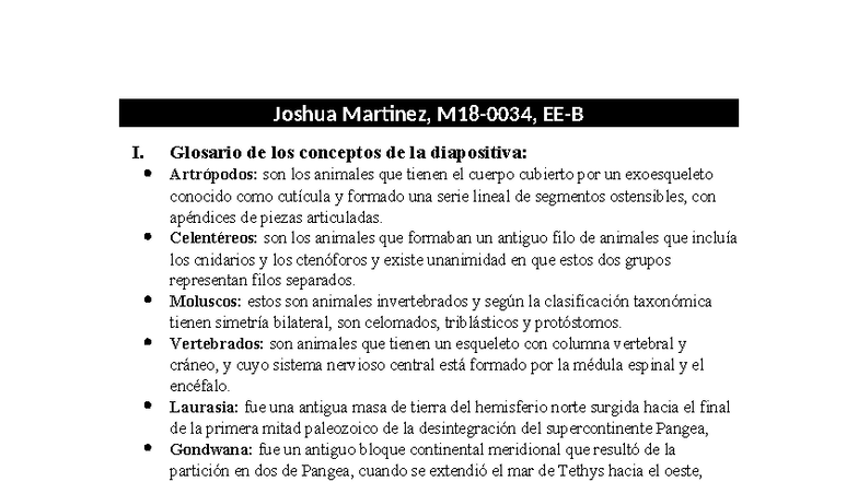 Eras Geológicas: Glosario y Evolución - Joshua Martinez M18-0034 - Studocu