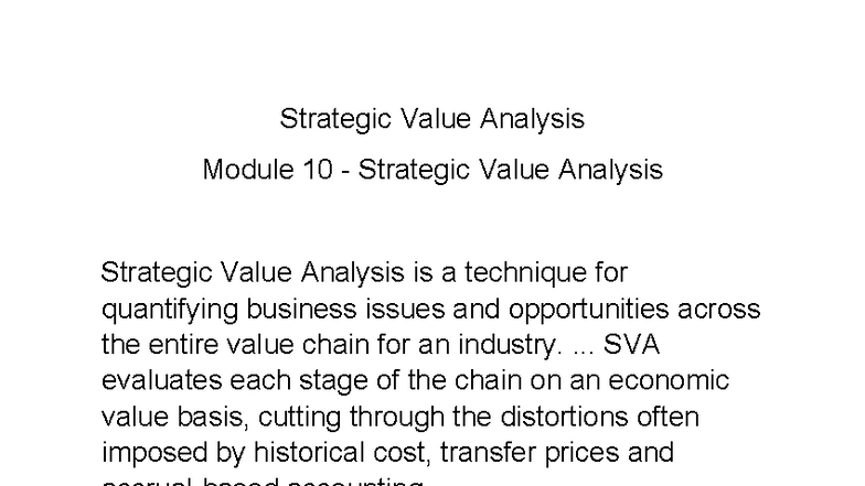 Module 10 Strategic Value Analysis 1 - Strategic Value Analysis Module ...