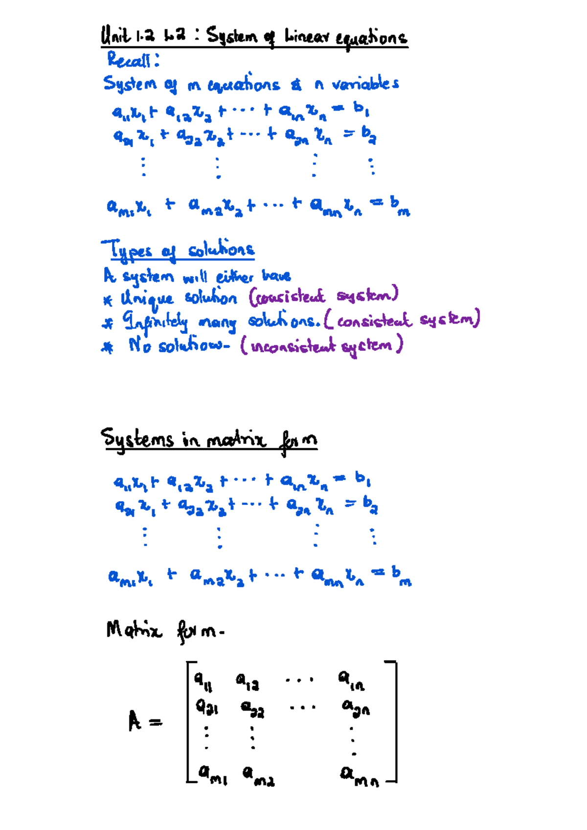 Unit 1.2 L2: Understanding Systems of Linear Equations - Studocu
