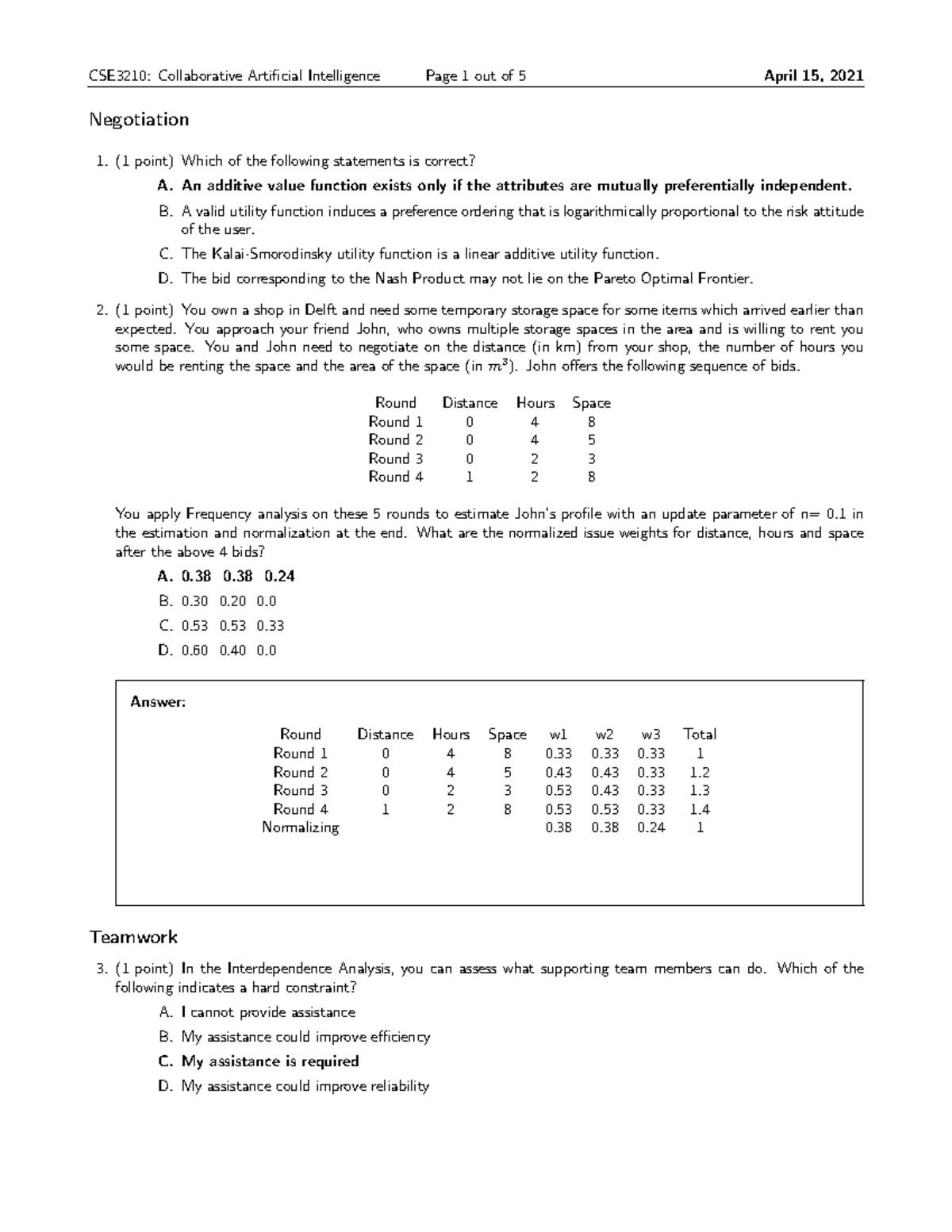 Practice Questions CSE3210 - Answers for Negotiation & Ethics Topics ...