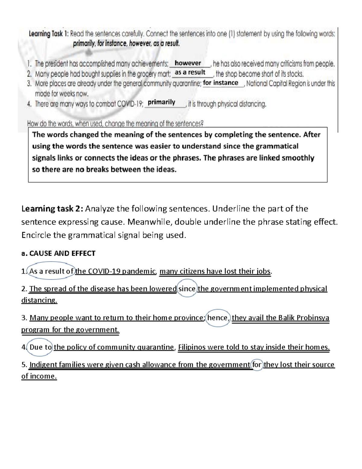 English Activity: Analyzing Cause, Effect, Claim & Counterclaim - Studocu