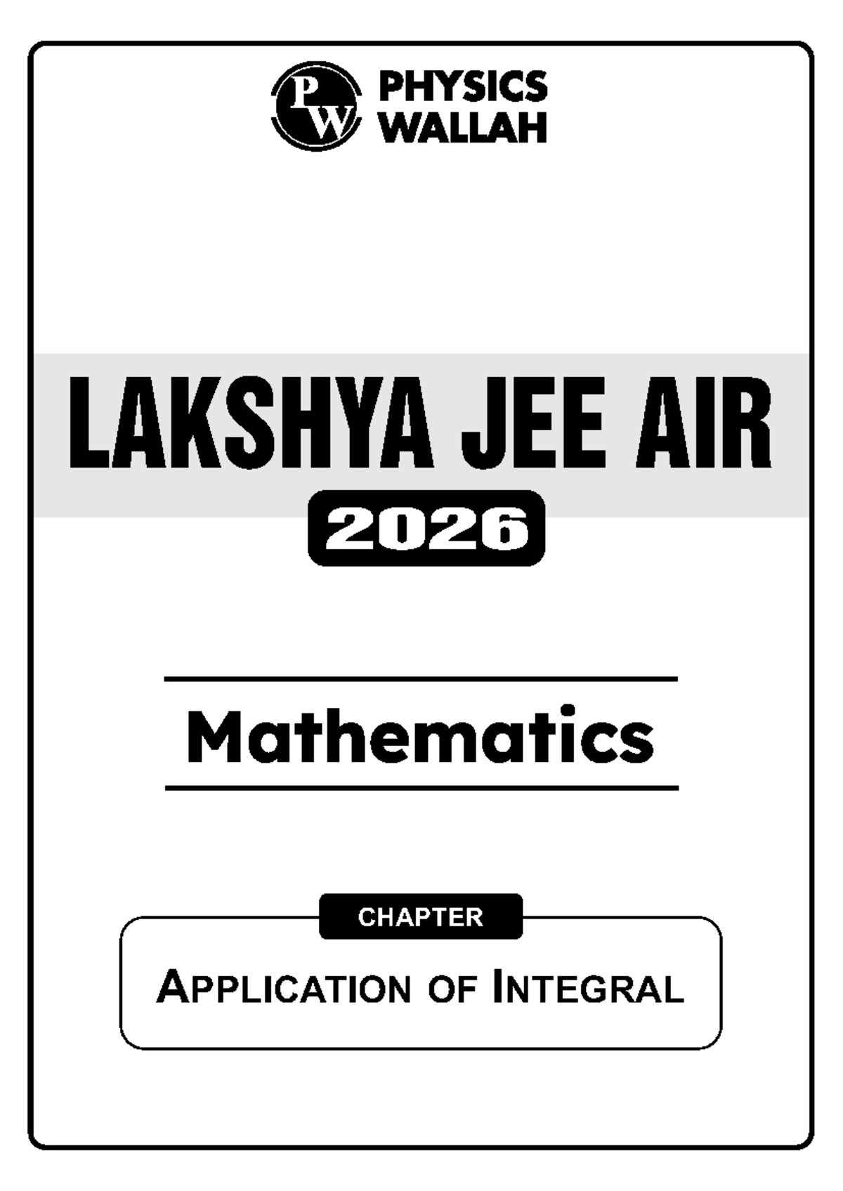 Application of Integrals Study Module - Lakshya JEE AIR 2026 - Studocu