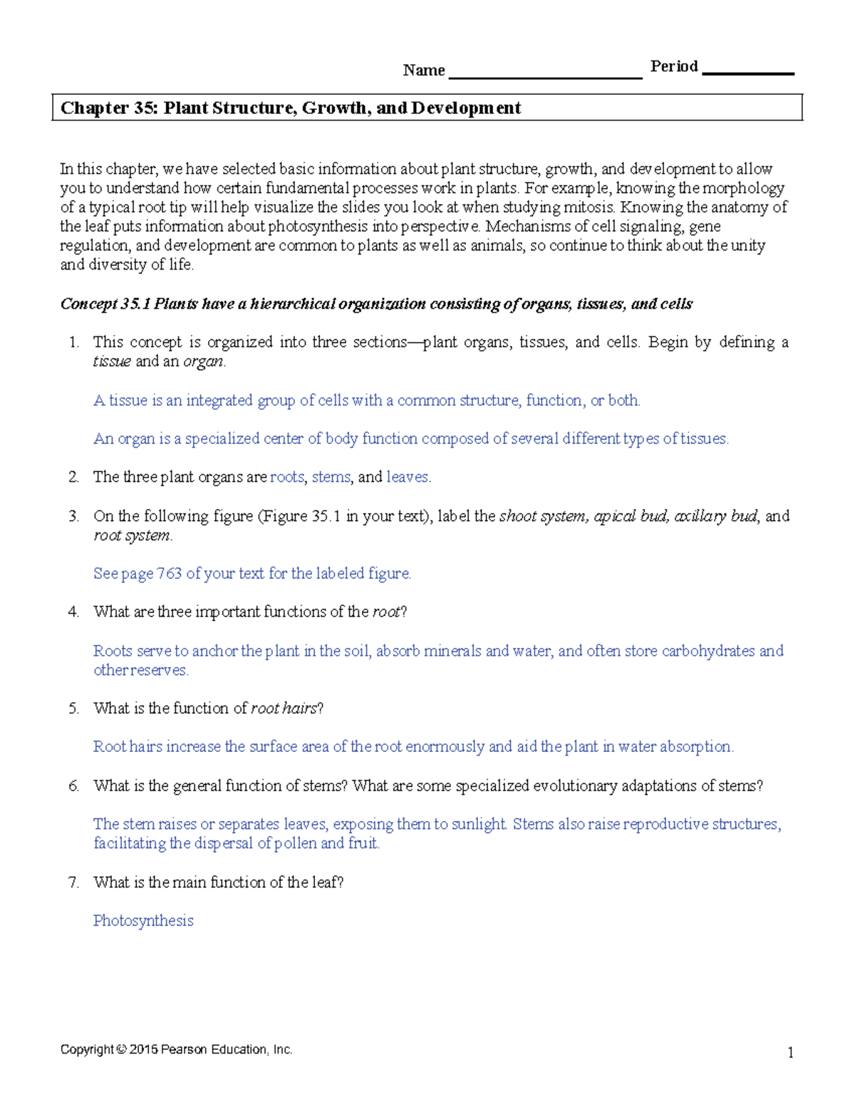 Chapter 35: Plant Structure, Growth, and Development Study Guide - Studocu