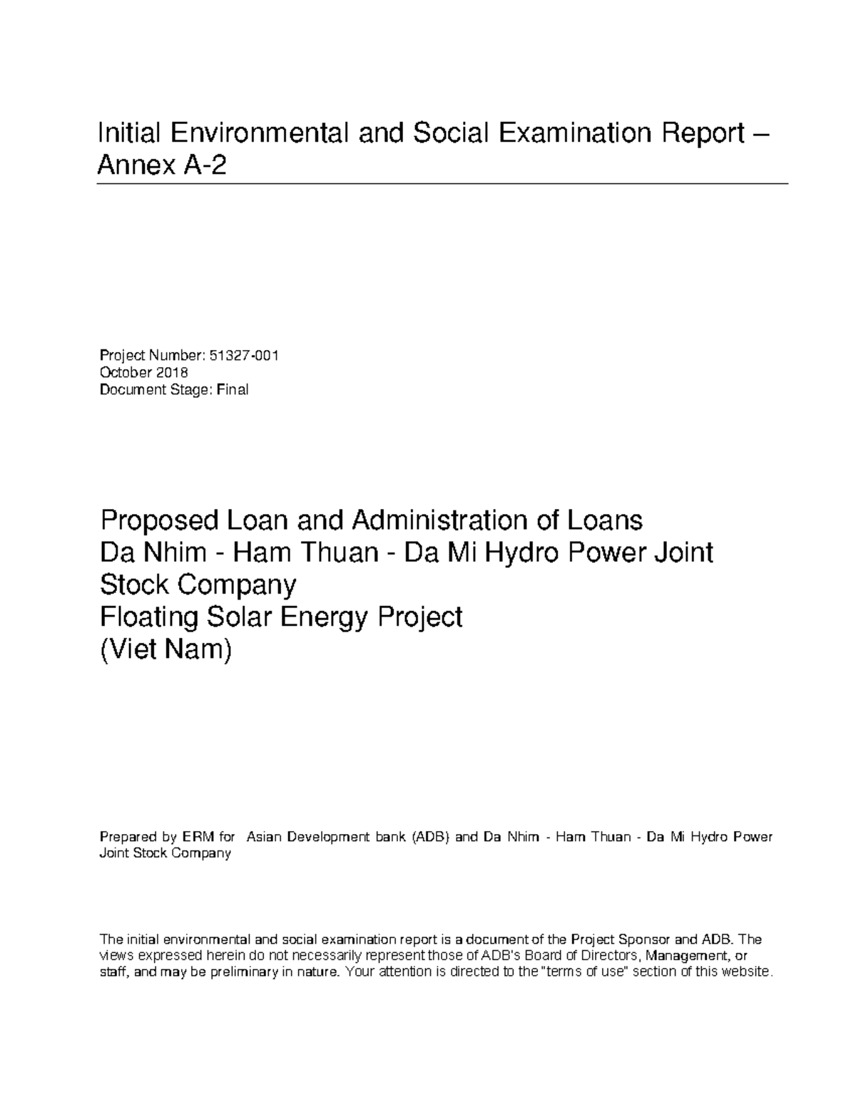 Da Mi Floating Solar Power Plant Project IEE Report - Binh Thuan 51327 ...