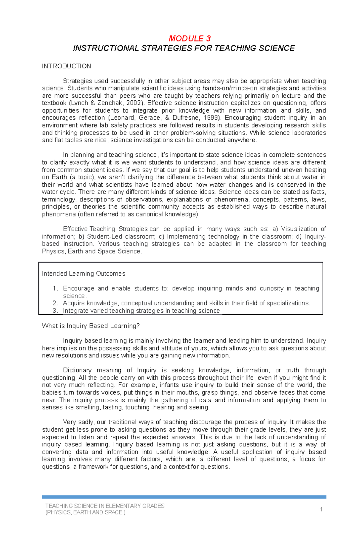 Teaching Science in Elementary Grades: Modules 3 & 4 - Sci 102 Insights ...