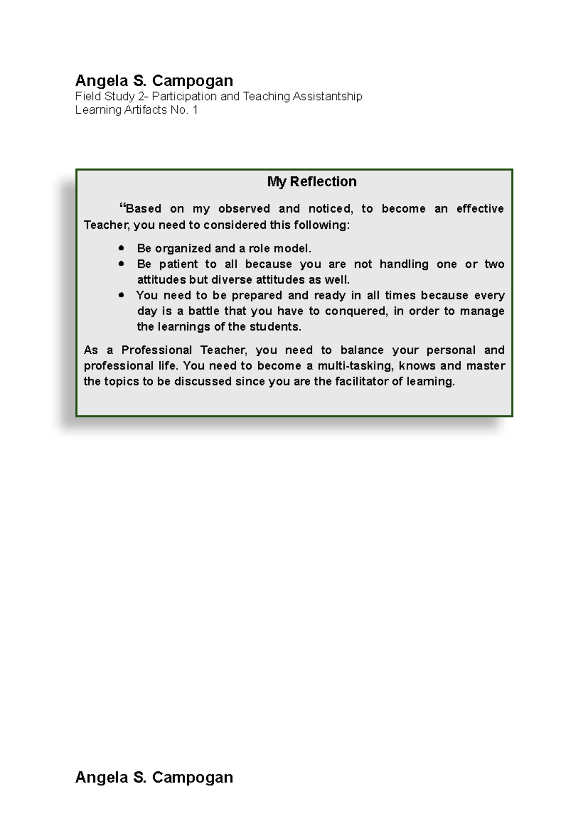 Angela S. Campogan FS2: Reflections on Teaching Diversity ...
