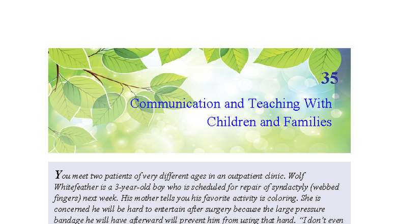 Effective Communication and Health Teaching with Children - 2103 - Studocu