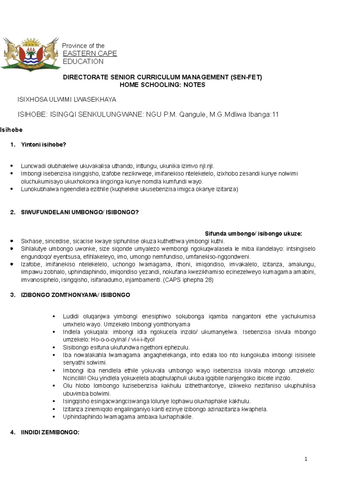 Isixhosa HL Grade 11 Worksheet: Poetry Insights and Analysis - Studocu