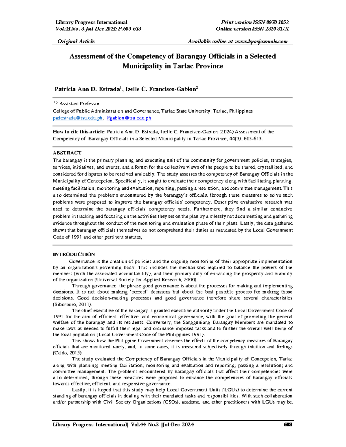 Izelleupdatedpaper - about governance - Library Progress International ...