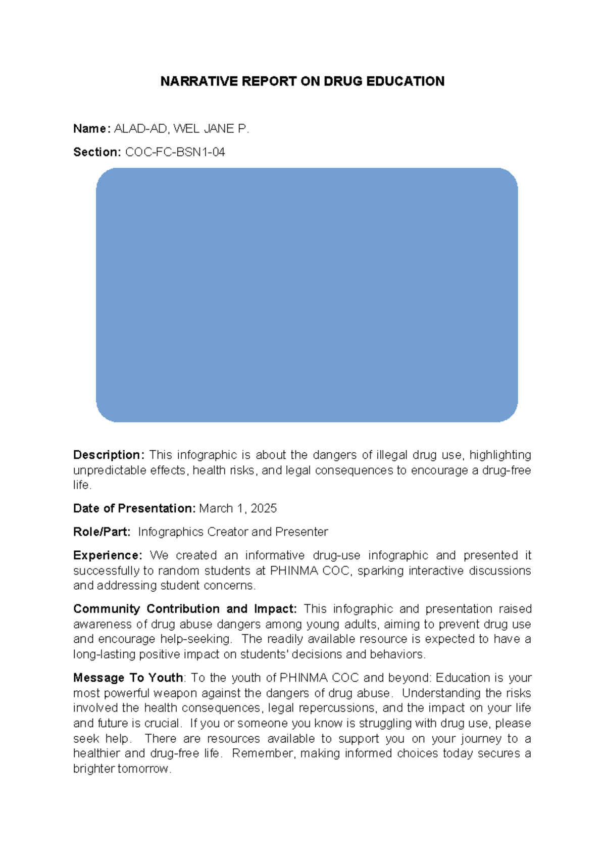 Narrative Report on Drug Education Infographic - COC-FC-BSN1- Final ...