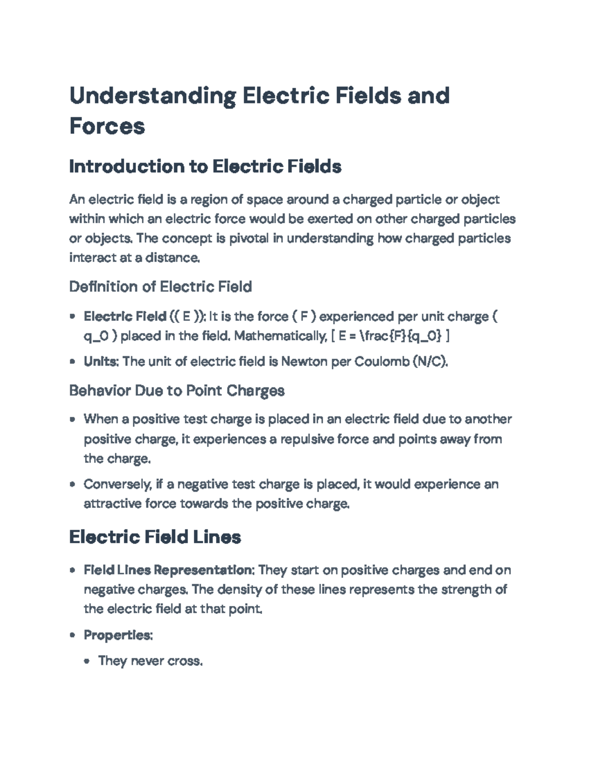 Understanding Electric Fields and Forces in Physics 101 - Understanding Electric Fields and ...