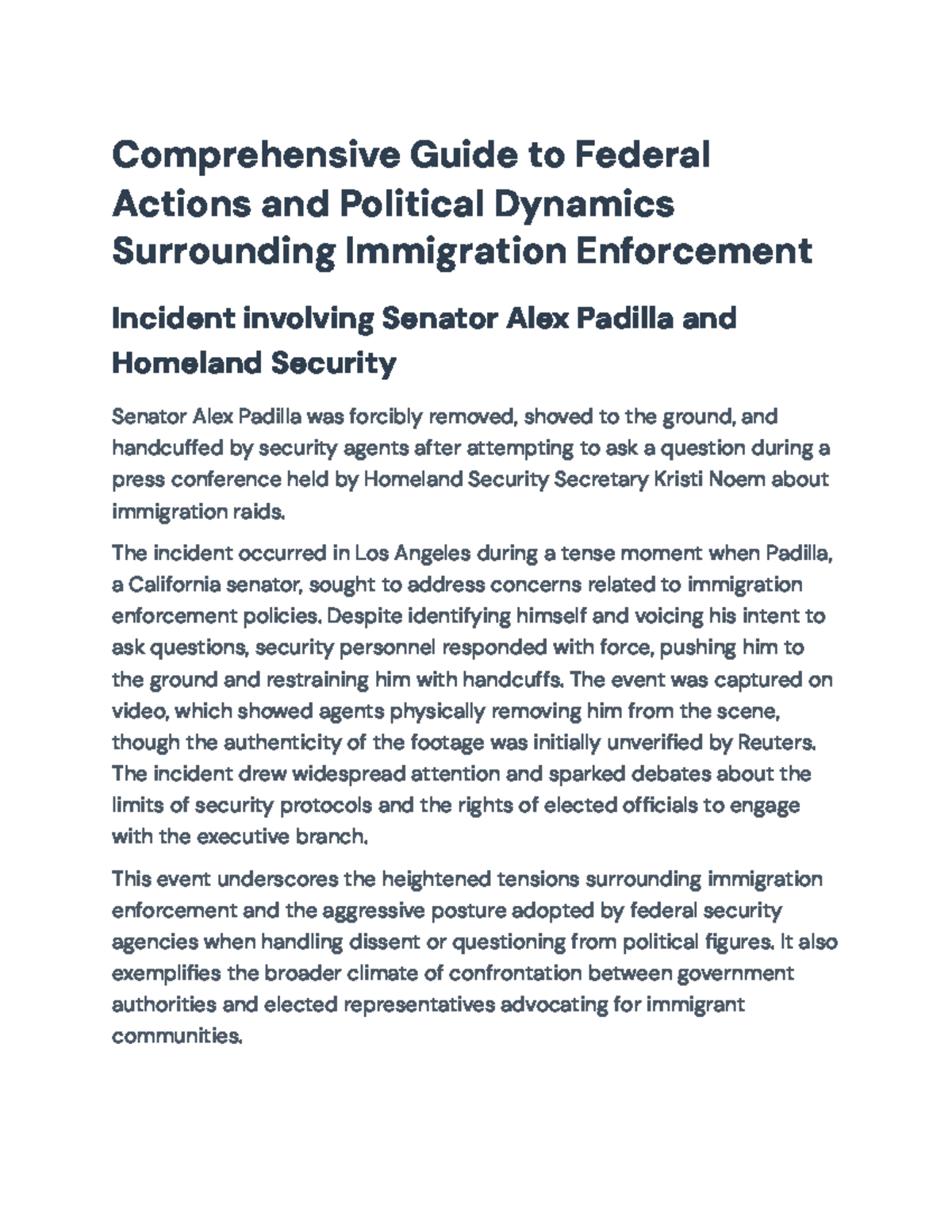Comprehensive Analysis of Federal Actions on Immigration Enforcement ...