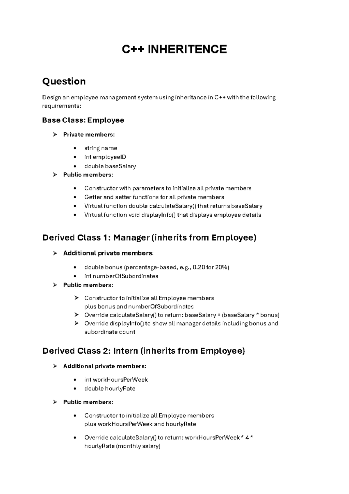 CS101: Inheritance in Employee Management System Design - Studocu