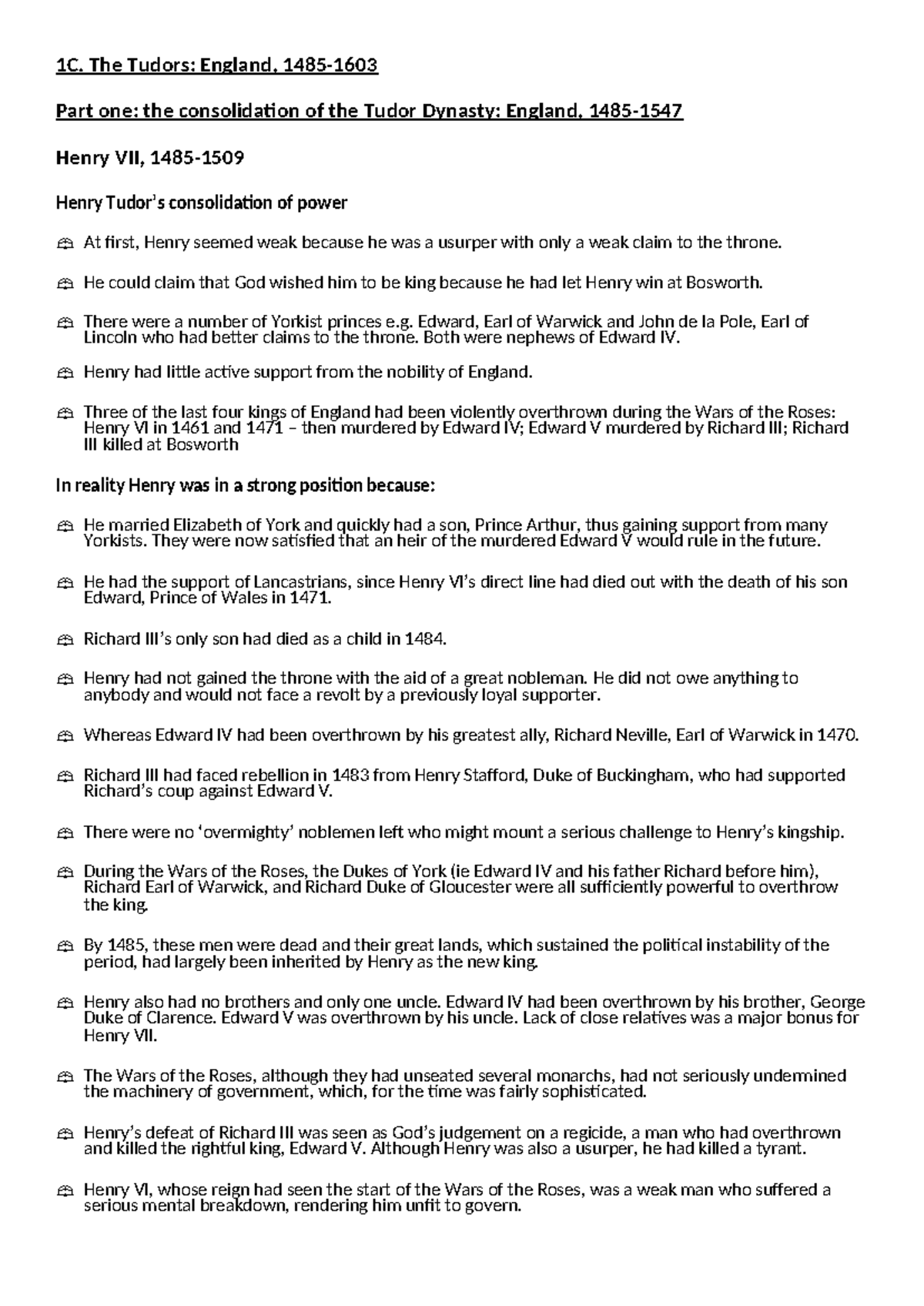 1C. The Tudors: England 1485-1603 - Consolidation of the Tudor Dynasty ...