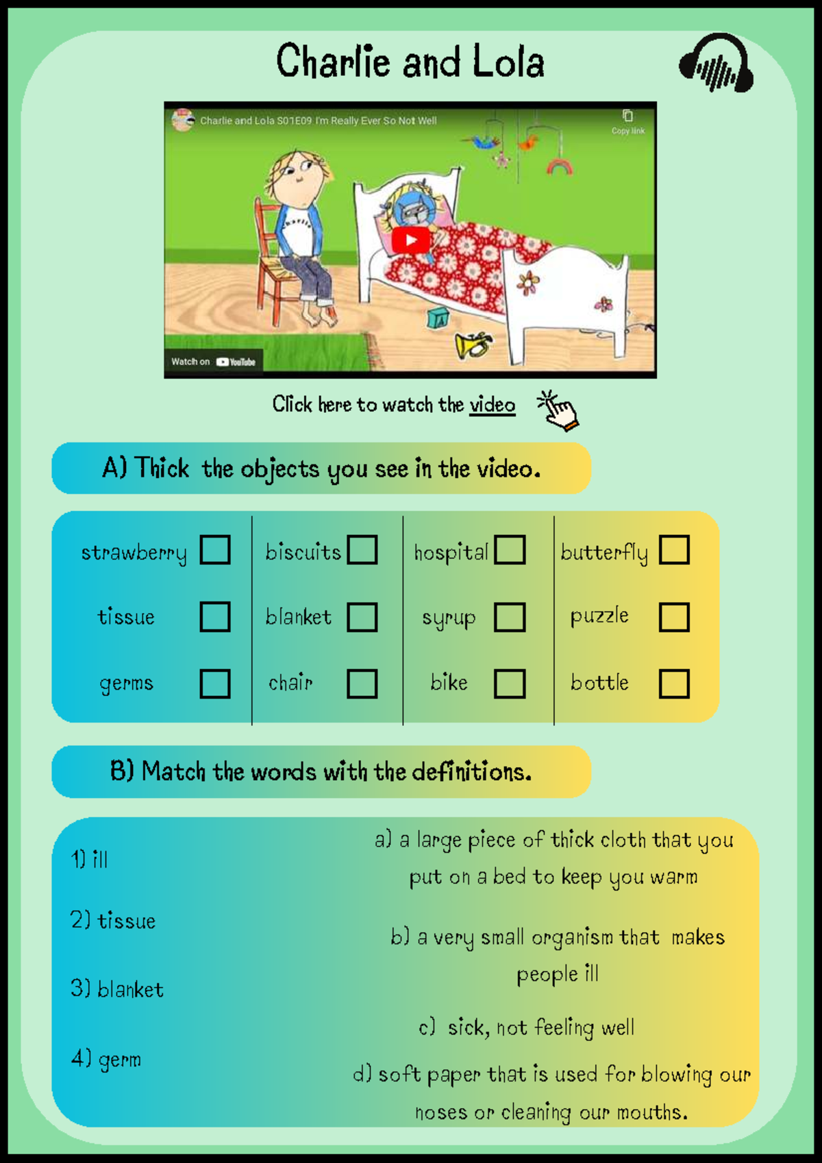 Charlie Listening: Video Activity & Vocabulary Matching - Studocu