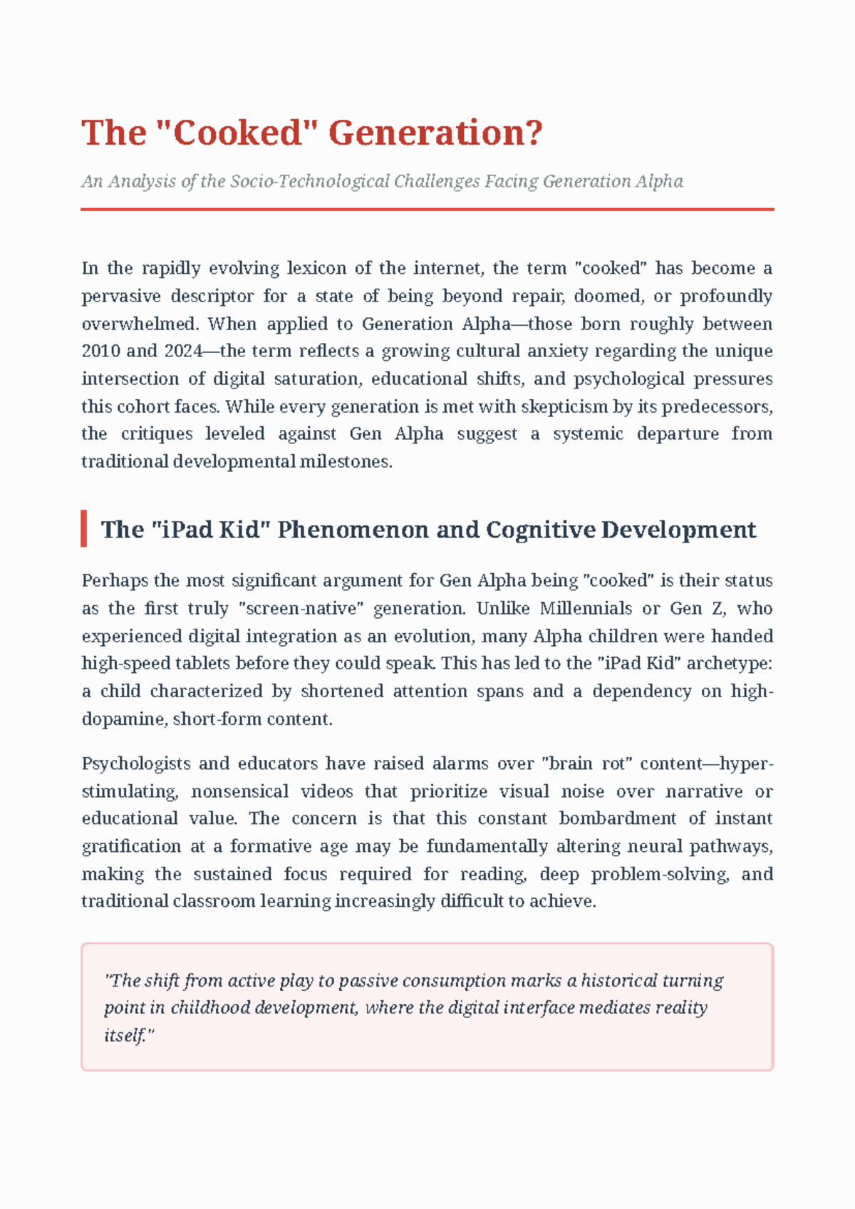 The Gen Alpha Report: Challenges and Changes in a Digital Era - Studocu