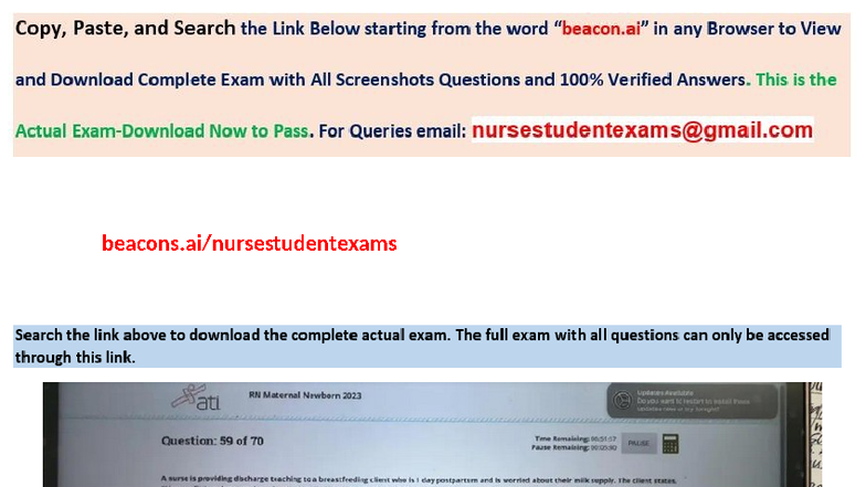 ATI RN Maternal Newborn Proctored Exam NGN 2025: 70 Q&A Insights - Studocu