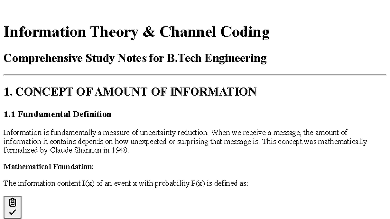 Information Theory & Channel Coding Study Notes for B.Tech - UNIT 5 ...