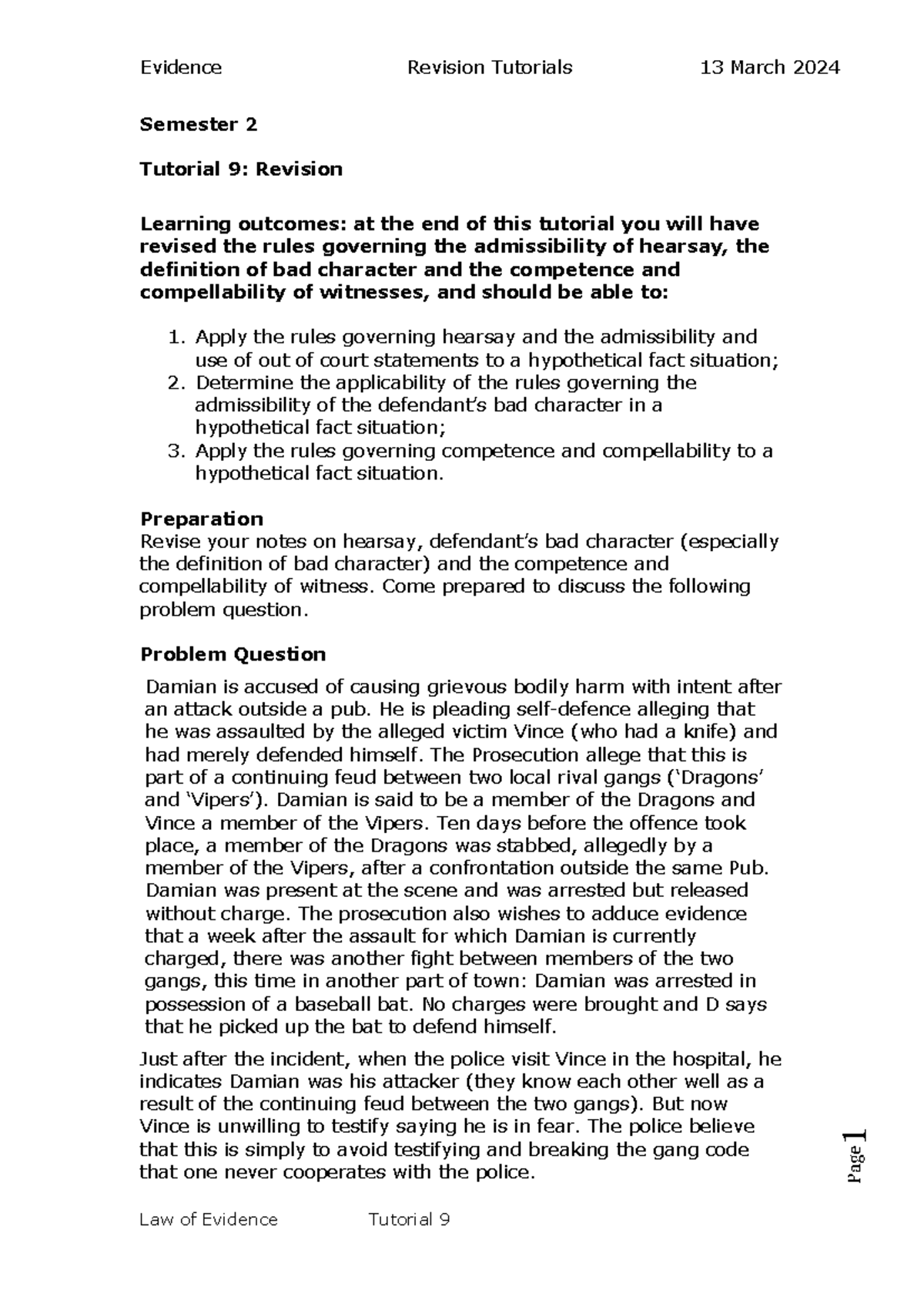 Revision Tutorial on H, BC and compellability v 2023-4 - Page 1 ...