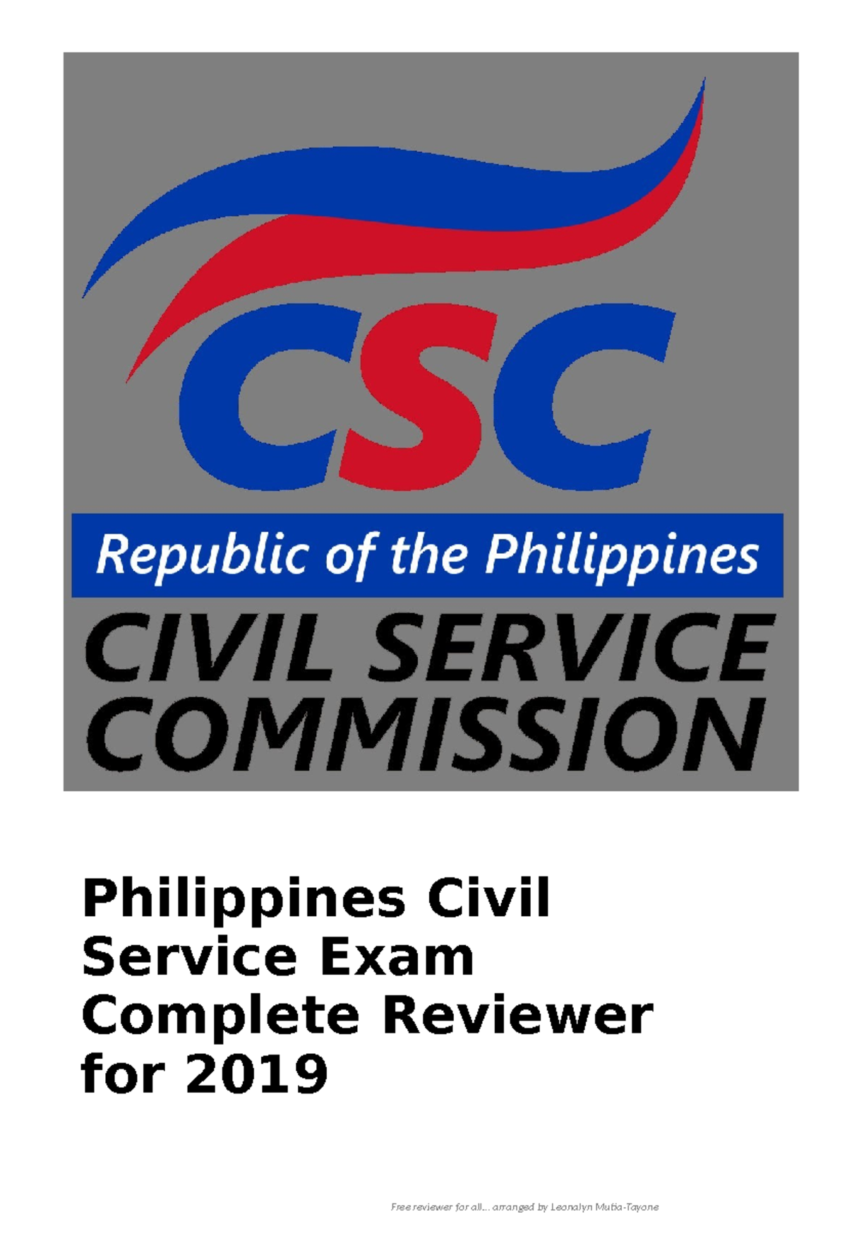 Phil CSE Complete 2019 Civil Service Exam Reviewer Guide - Studocu