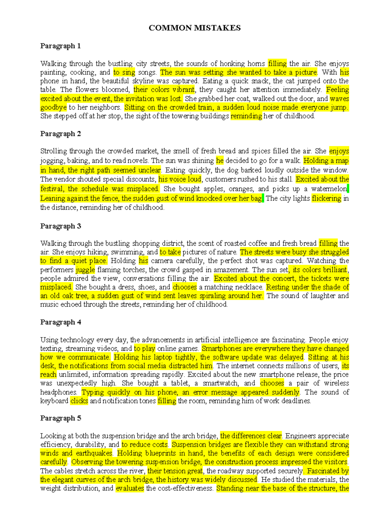 COMMON MISTAKES in Writing: A Comprehensive Guide (DE101) - Studocu