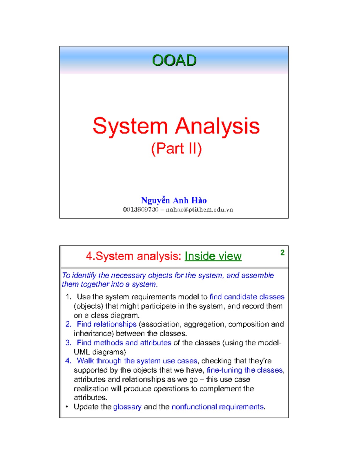 OOAD 0913609730 System Analysis: Part II Overview and Scenarios - Studocu
