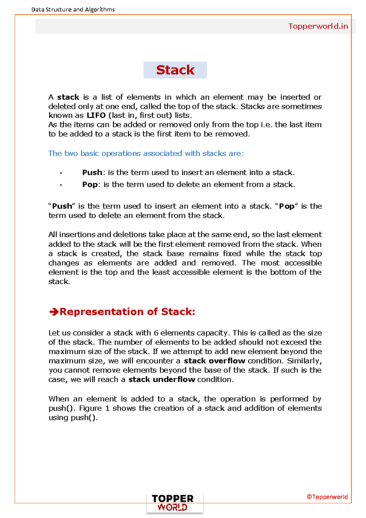 DSA Tutorial 11: Understanding Stacks and Expressions - Studocu