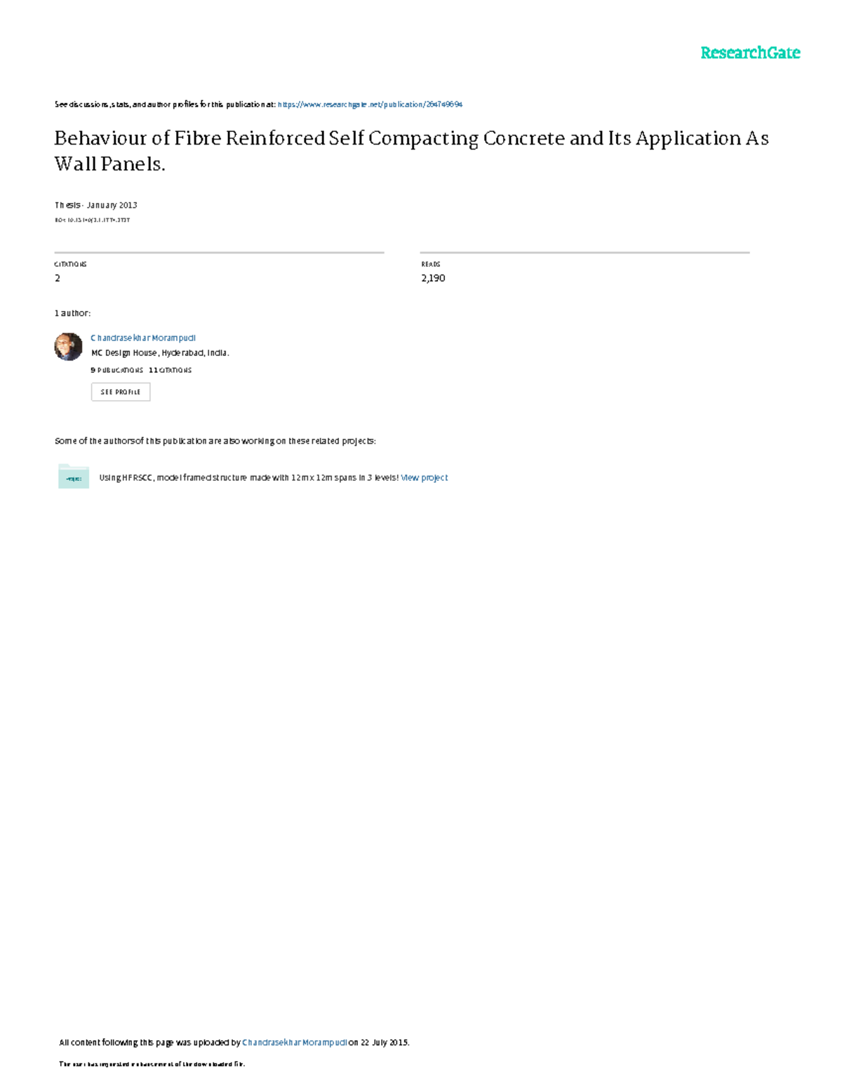 Behaviour of Fibre Reinforced Self Compacting Concrete as Wall Panels ...