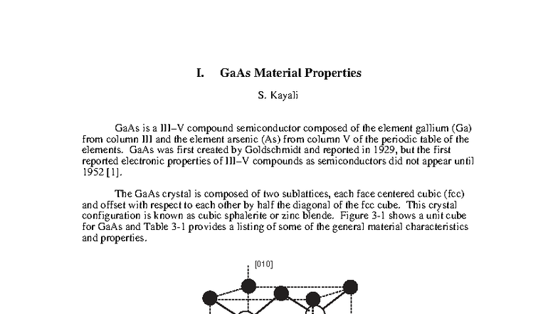 GaAs Material Properties and Characteristics - 3-I - Studocu